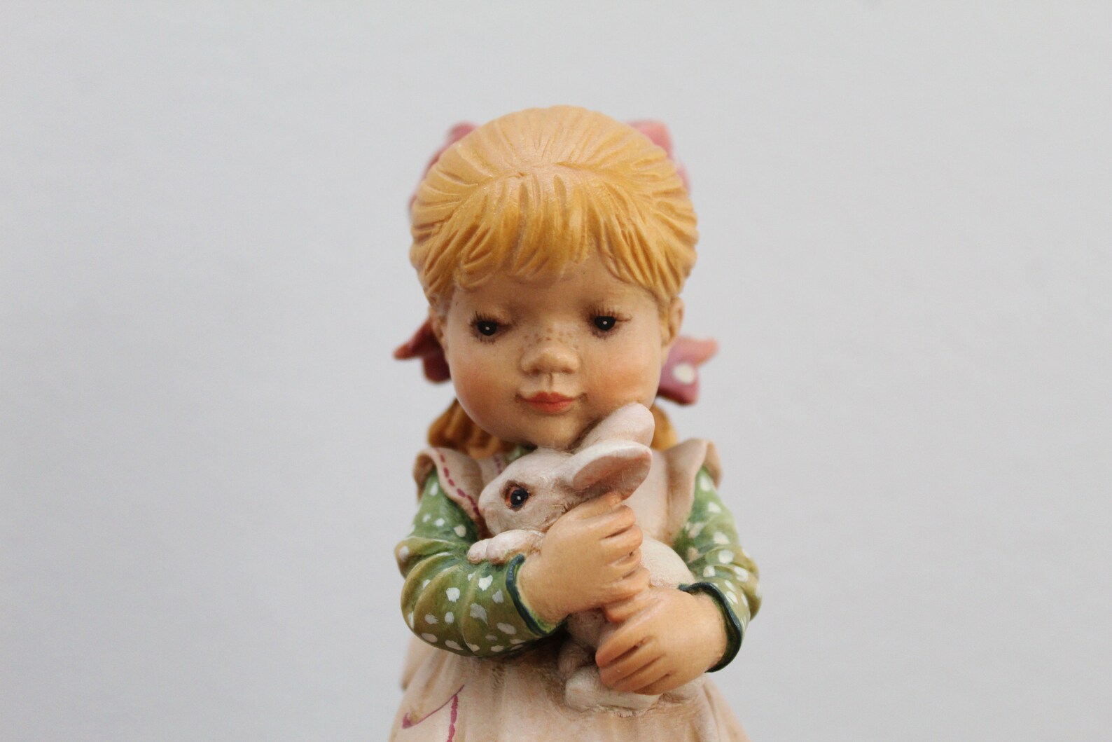 Rare 7" Anri Sarah Kay Hand Carved Wood 'spring Delight' Figurine ...