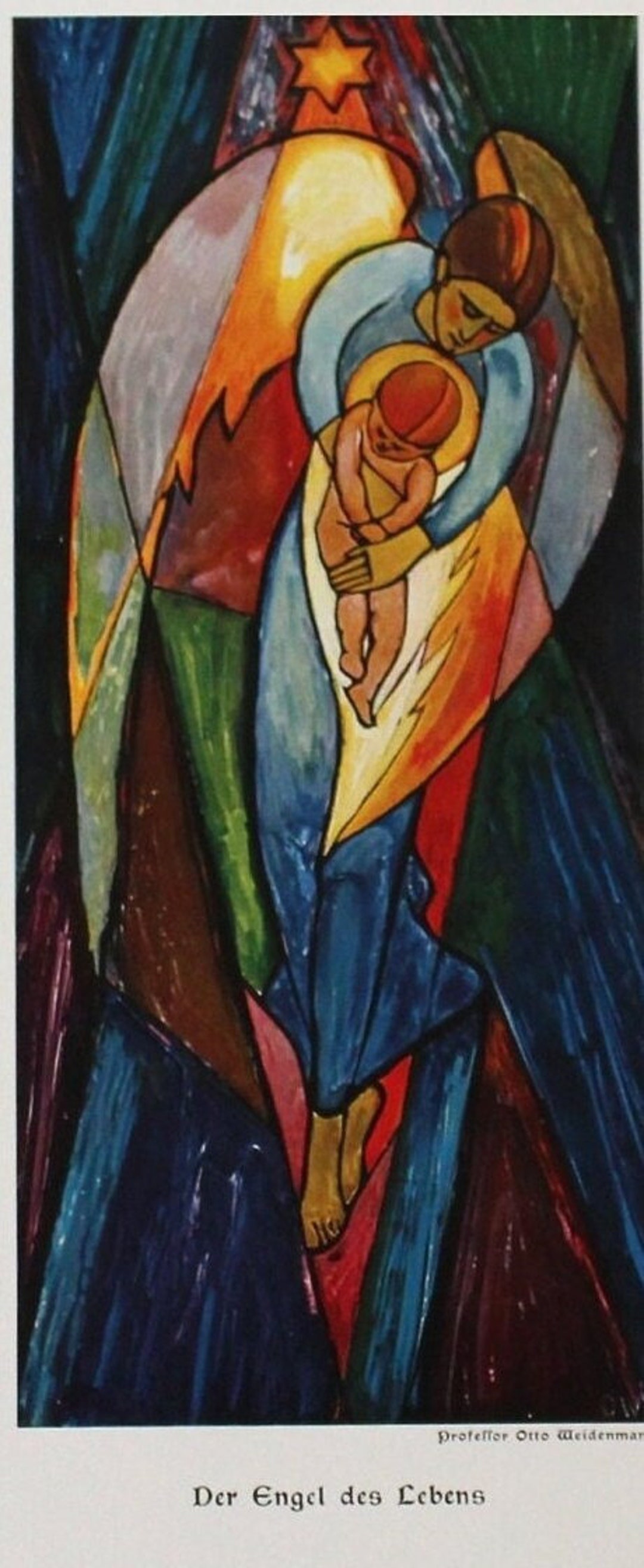 13-3/4" X 11-1/2" Rare 1930s Folio Religious Print 'engel Des Lebens ...