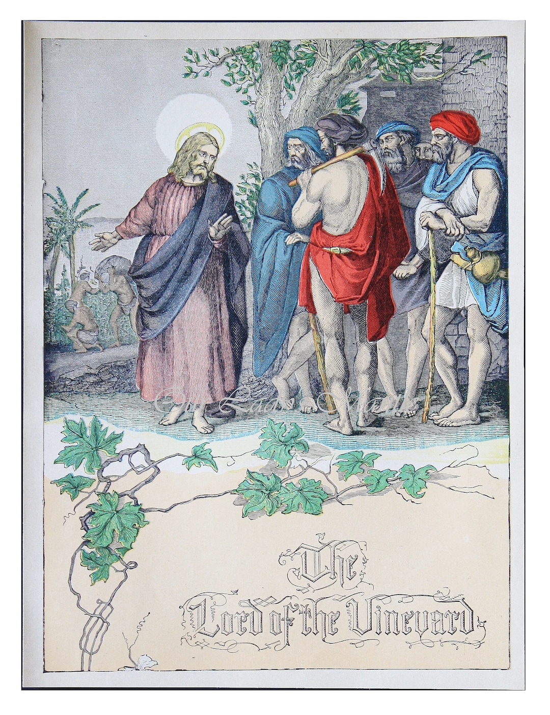 1880 Color Lithograph Engraving 