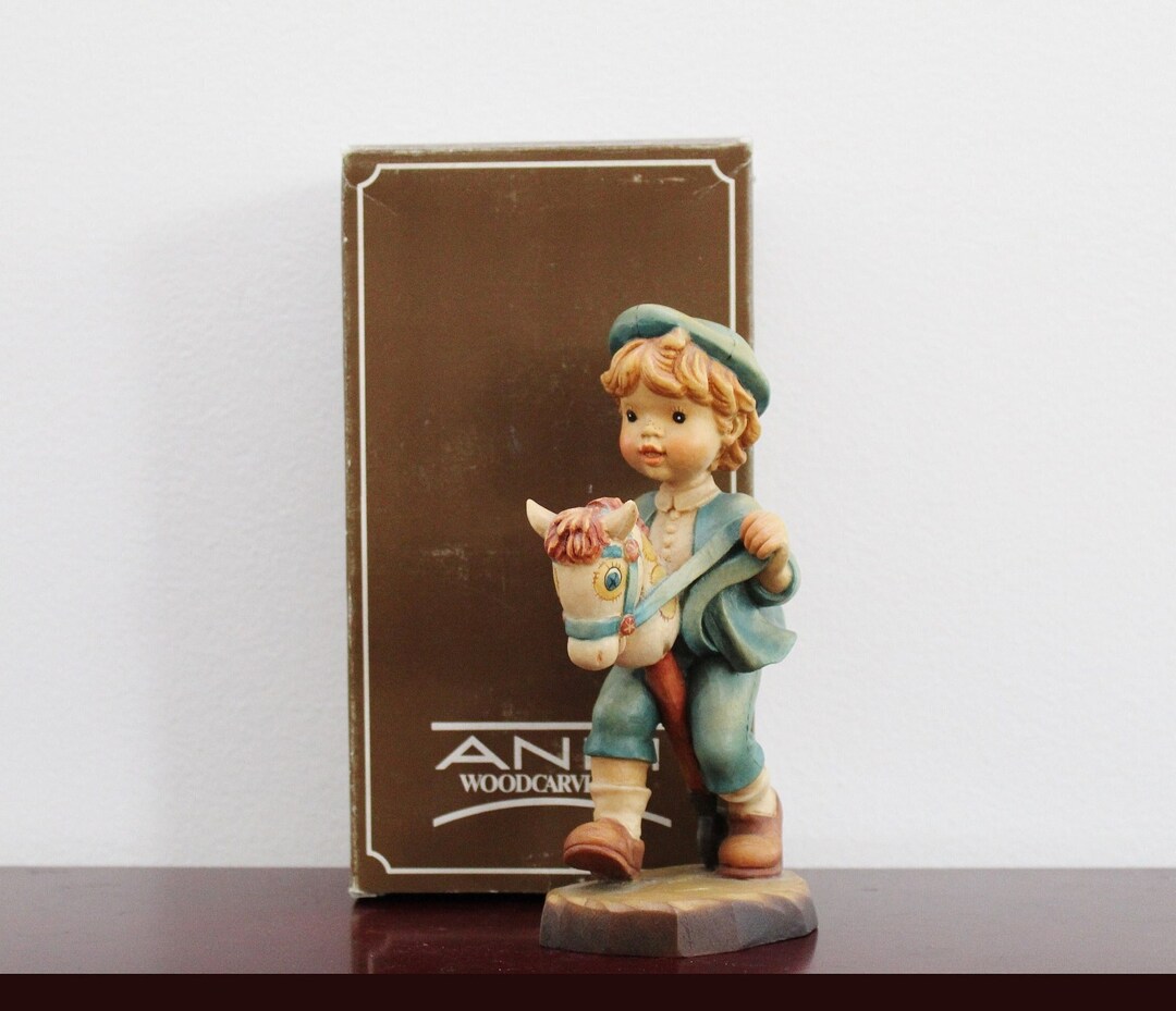 Excellent in Box 7" ANRI Sarah Kay Hand Carved Wood 'giddyap' Figurine ...