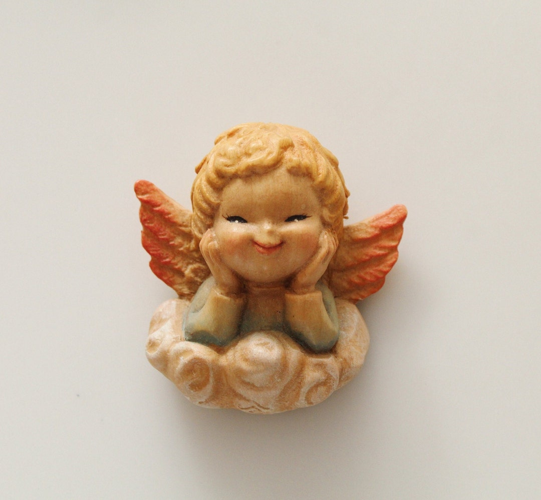 ANRI Juan Ferrandiz Hand Carved Wood Cherub Angel Head Wall Decor ...