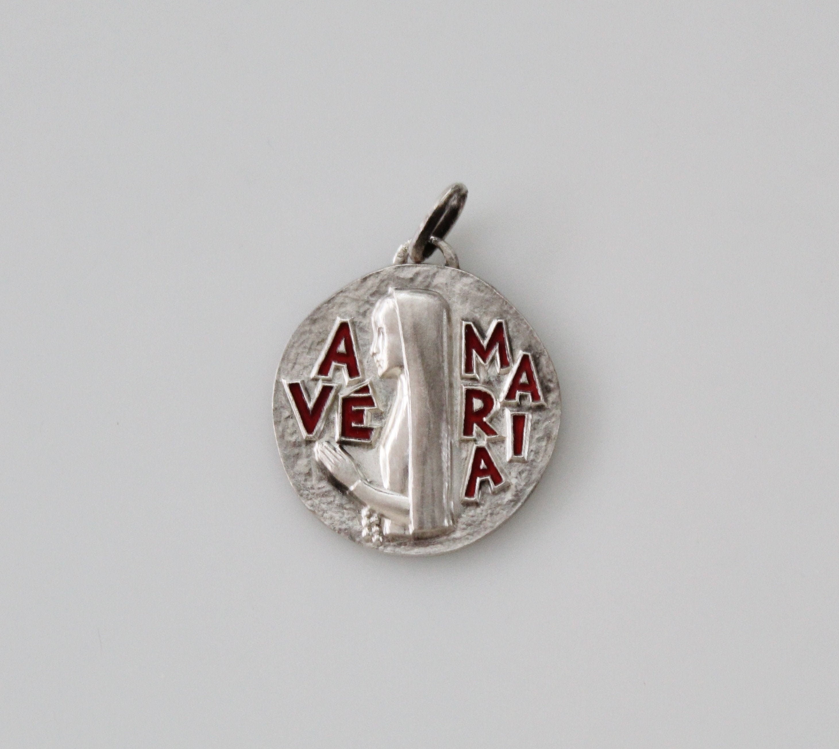 Vintage Français Shiny Nickel Silver Enamel Ave Maria - Etsy France