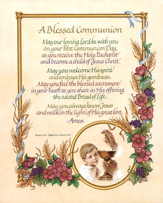 A Blessed Communion Prayer Print for a Boy's First | Etsy