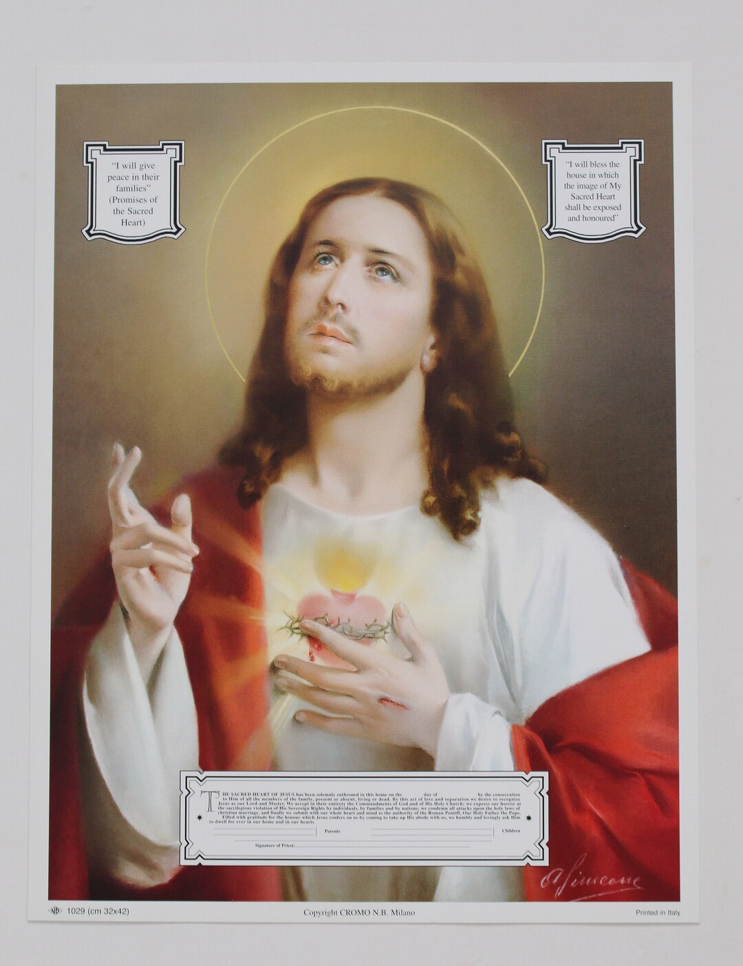 Pristine 17-1/2" Consecration of the Family to the Sacred Heart ...