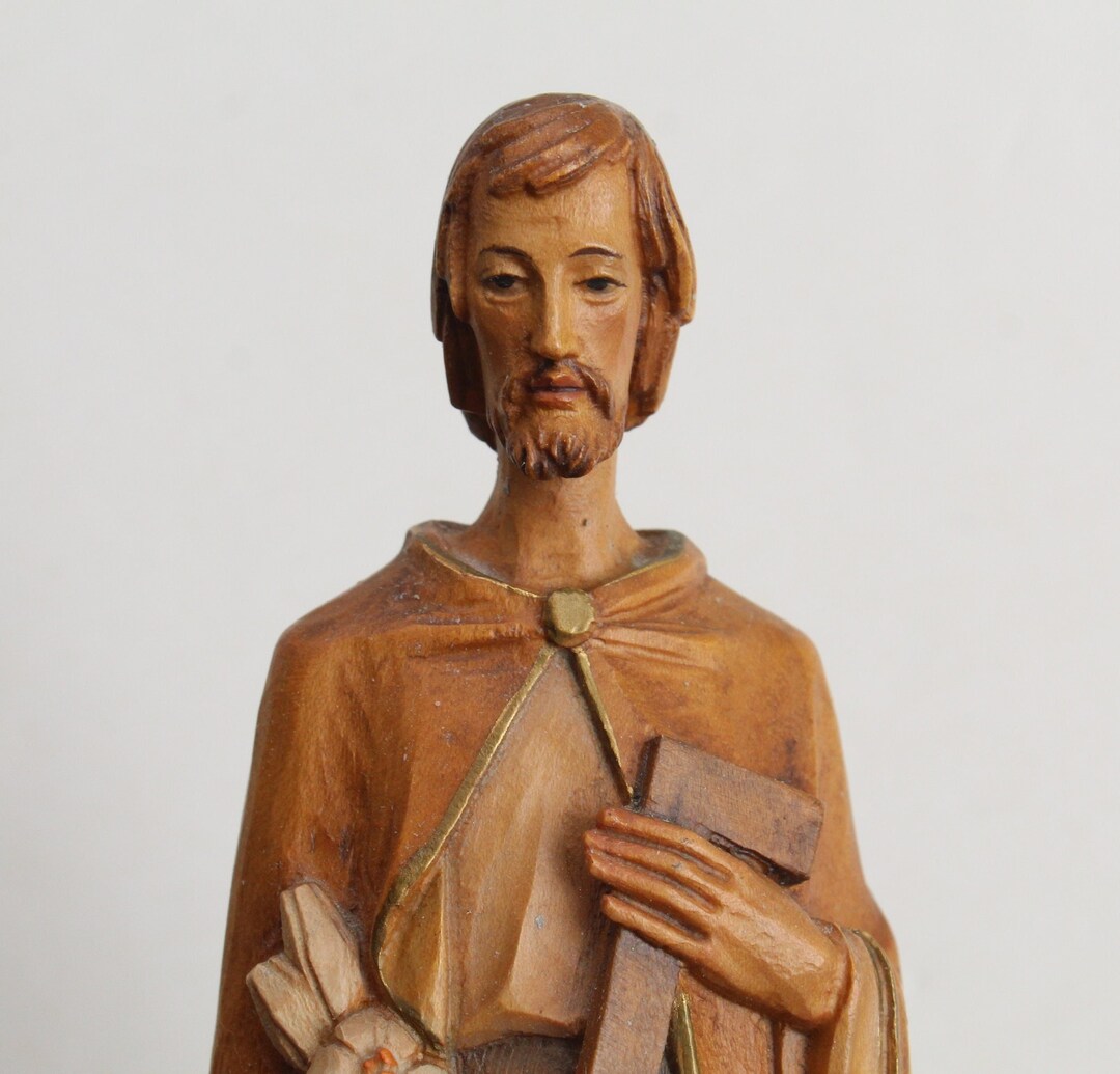 Excellent 11 ANRI Saint Joseph the Worker Hand Carved Wood Sculpture ...