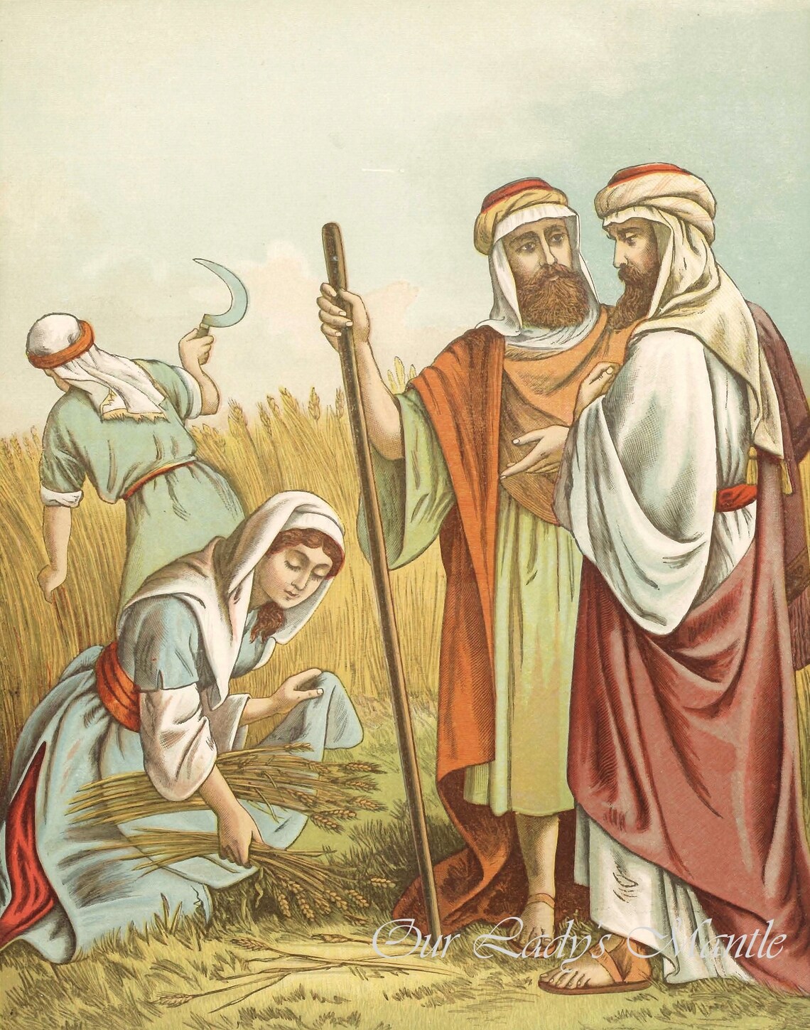 1886 Large Chromolithograph Print ruth Gleaning in the | Etsy