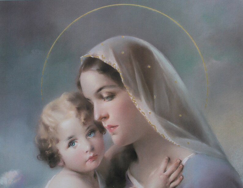 Pristine 17-1/2 Madonna and Child Religious Print - Etsy