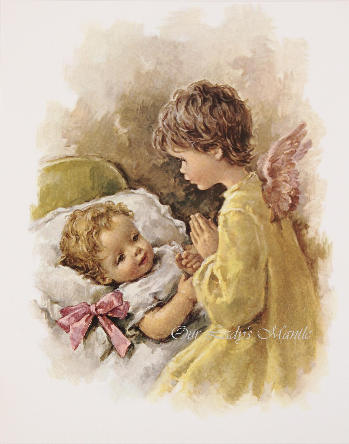 GUARDIAN ANGEL Watching Over a Baby 8x10 Print Picture Art - Etsy