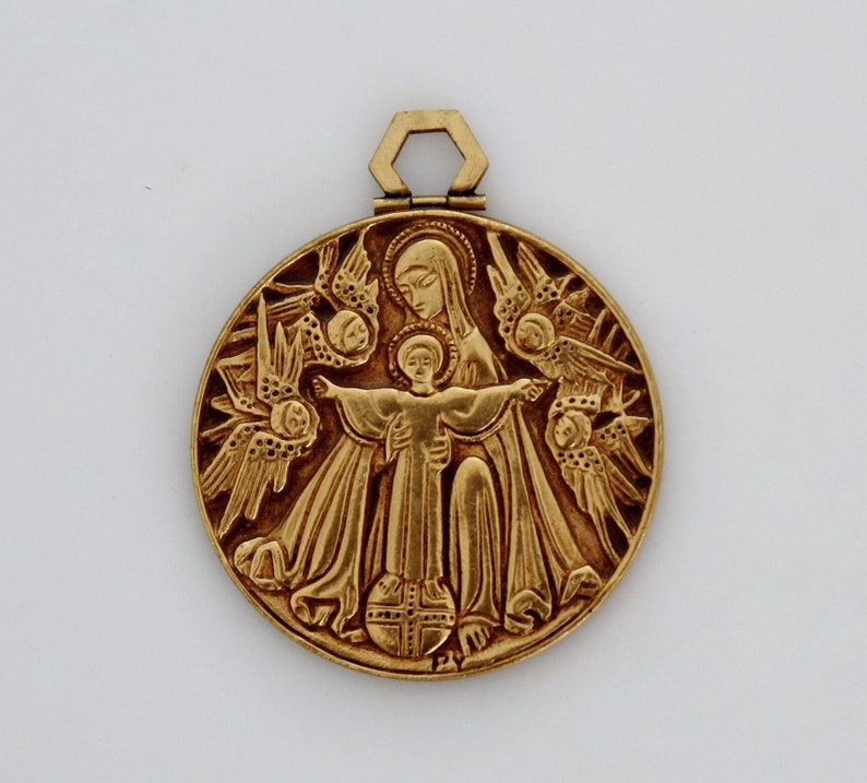 Vintage French Regina Angelorum Queen of Angels Medal Signed - Etsy
