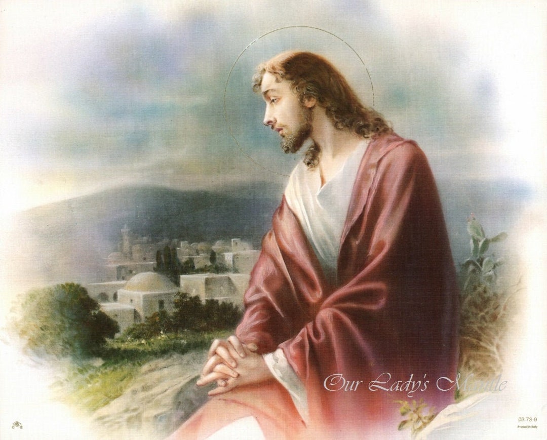 Jesus Sitting Overlooking Jerusalem 8x10 Religious Art Print Picture ...