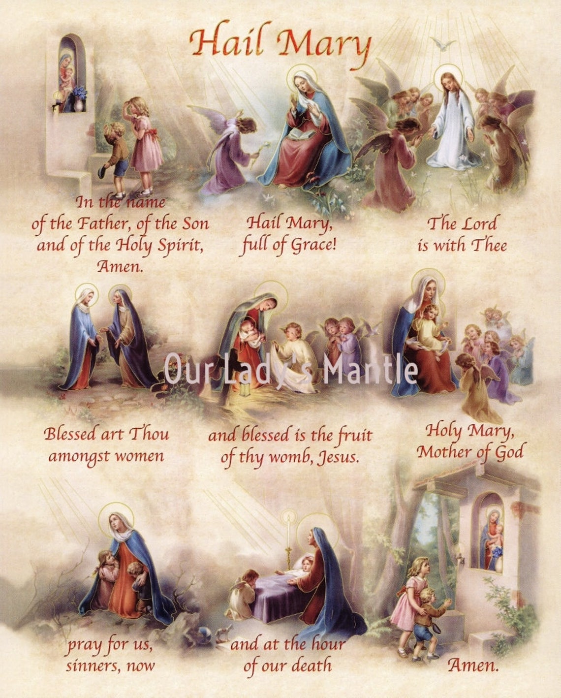 HAIL MARY PRAYER 12x16 Catholic Homeschooling Classroom Picture Print ...