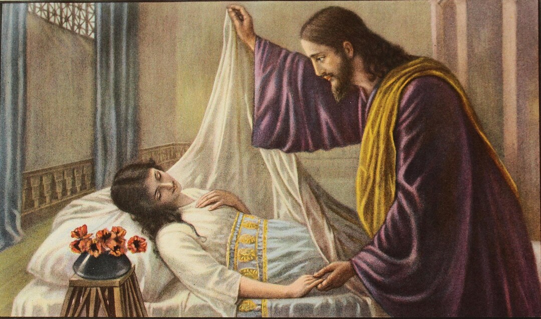 1950 Chromolithograph Calendar Print 'the Raising of Jairus' Daughter ...