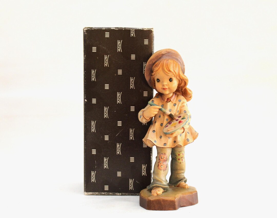 Excellent in Box 7" ANRI Sarah Kay Hand Carved Wood 'finishing Touch ...