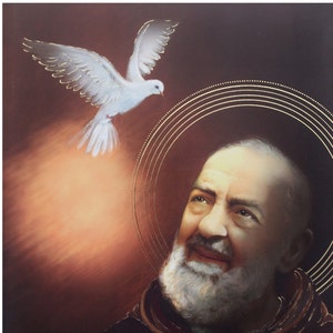 Pristine 17-1/2" Saint Padre Pio Pietrelcina Catholic Religious Picture ...