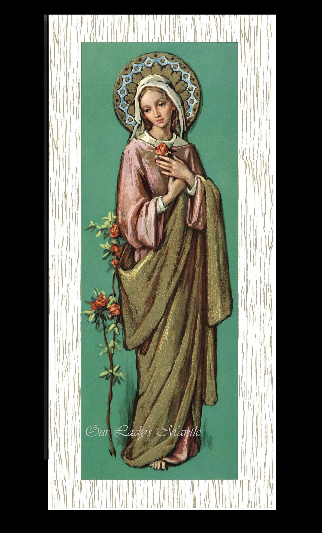Virgin Mary as the MYSTICAL ROSE Rosa Mystica - 5 1/2" X 12 1/2 ...