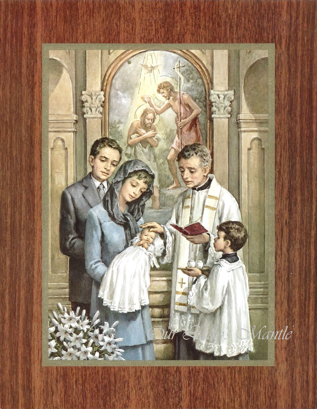 SACRAMENT OF BAPTISM - 7" X 9" Unframed Vintage Catholic Print Picture ...