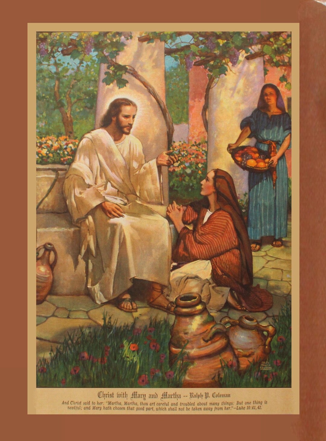 Antique 1951 Chromolithograph Calendar Print 'christ With Mary and ...
