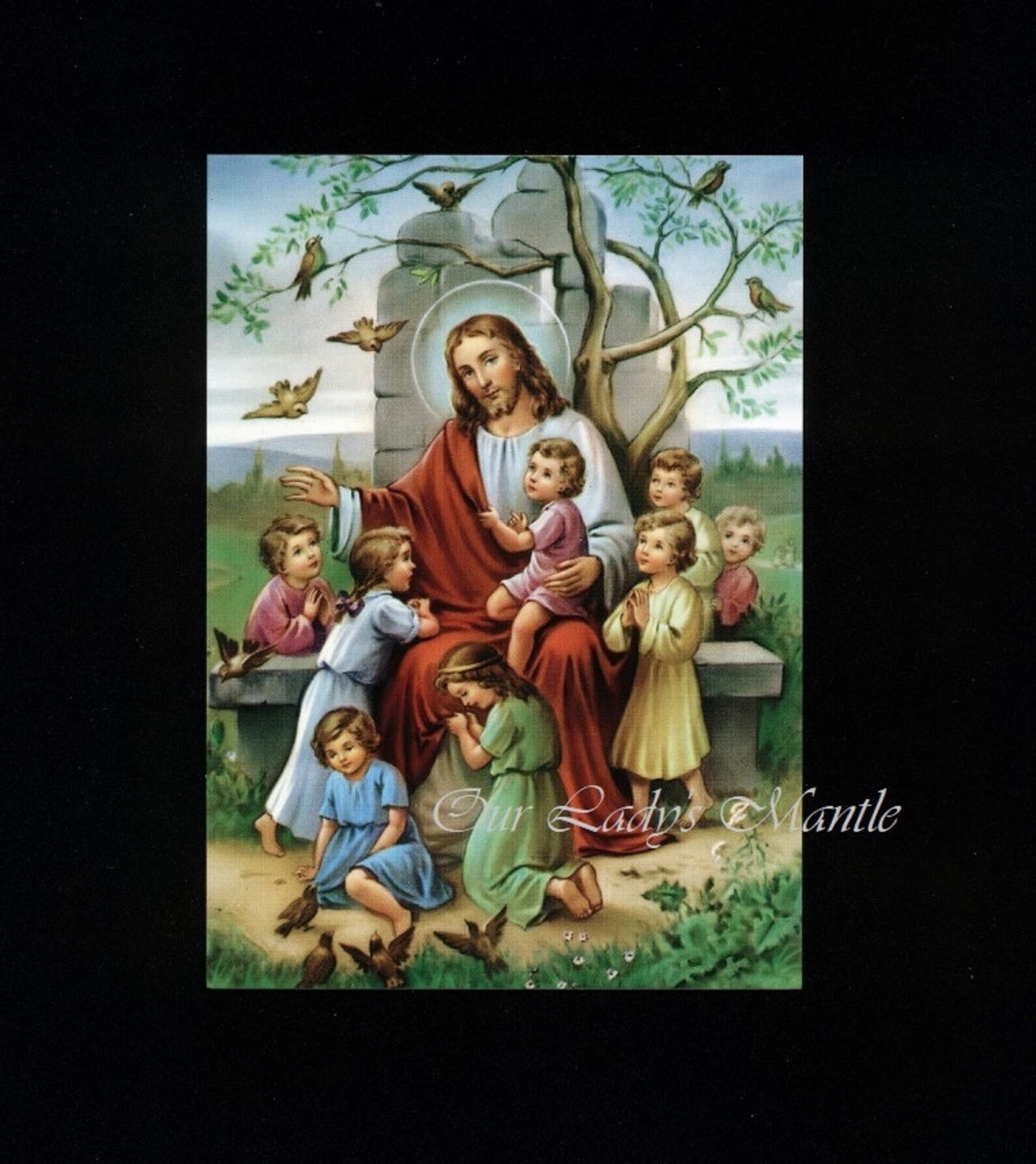 Jesus With Children Large Catholic Holy Card Postcard - Etsy