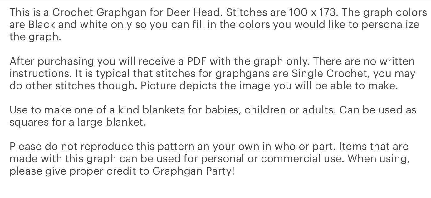 Deer Head Graphgan for Crocheting Graphgan Graph Pattern Guide PDF ...