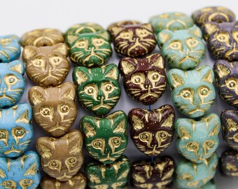 Czech Cat Face Beads - Etsy