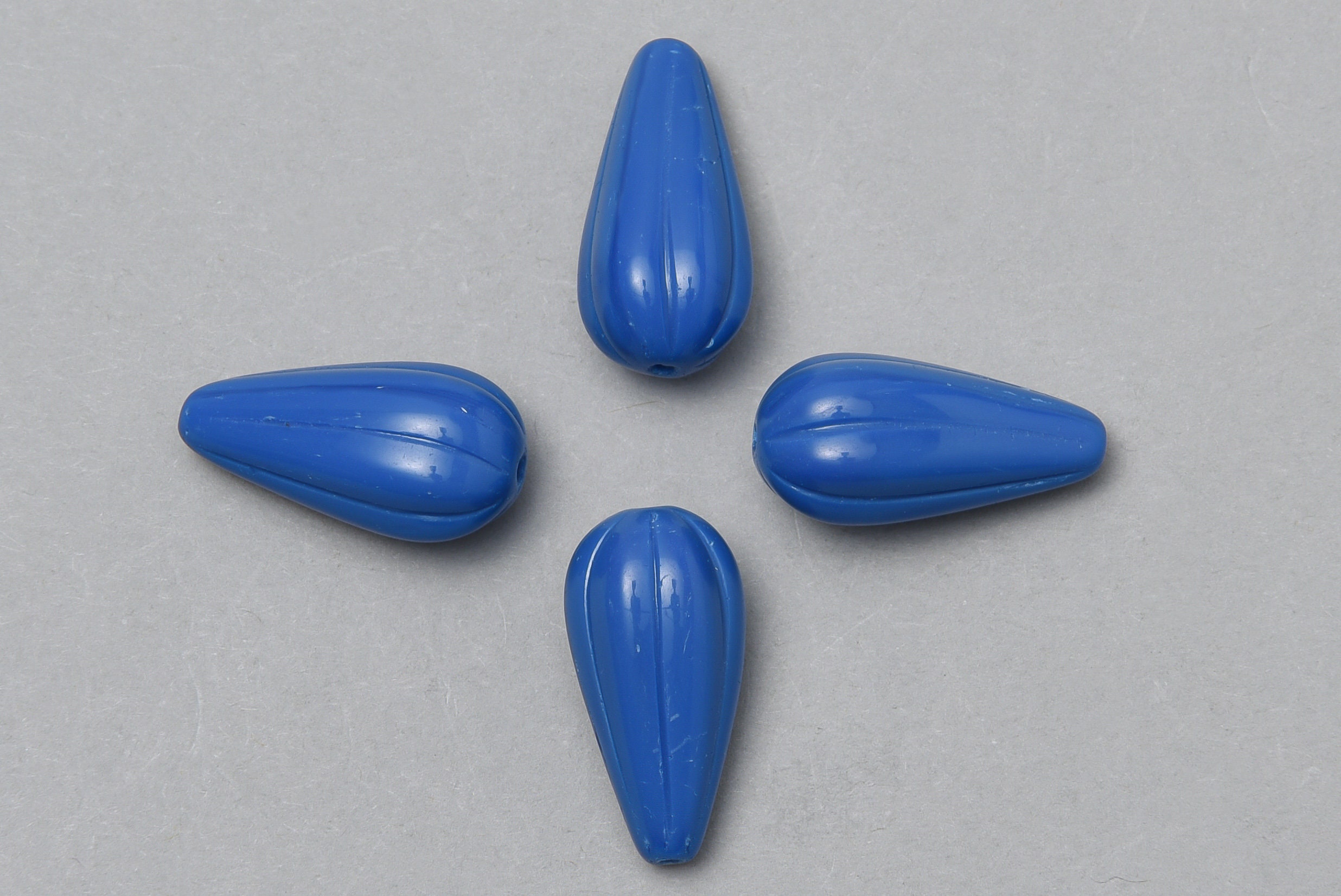 4 Melon Fluted Teardrop Bead. 12x24mm Czech Blue Teardrop. CZ-64 - Etsy