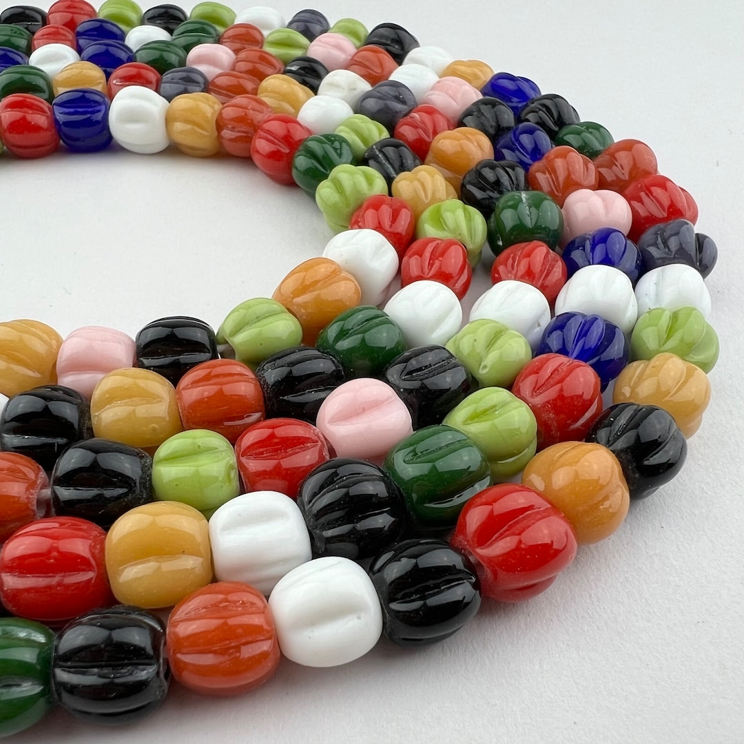 45 Java Mixed Color Handmade Beads. Organic Opaque Glass Java Melon ...