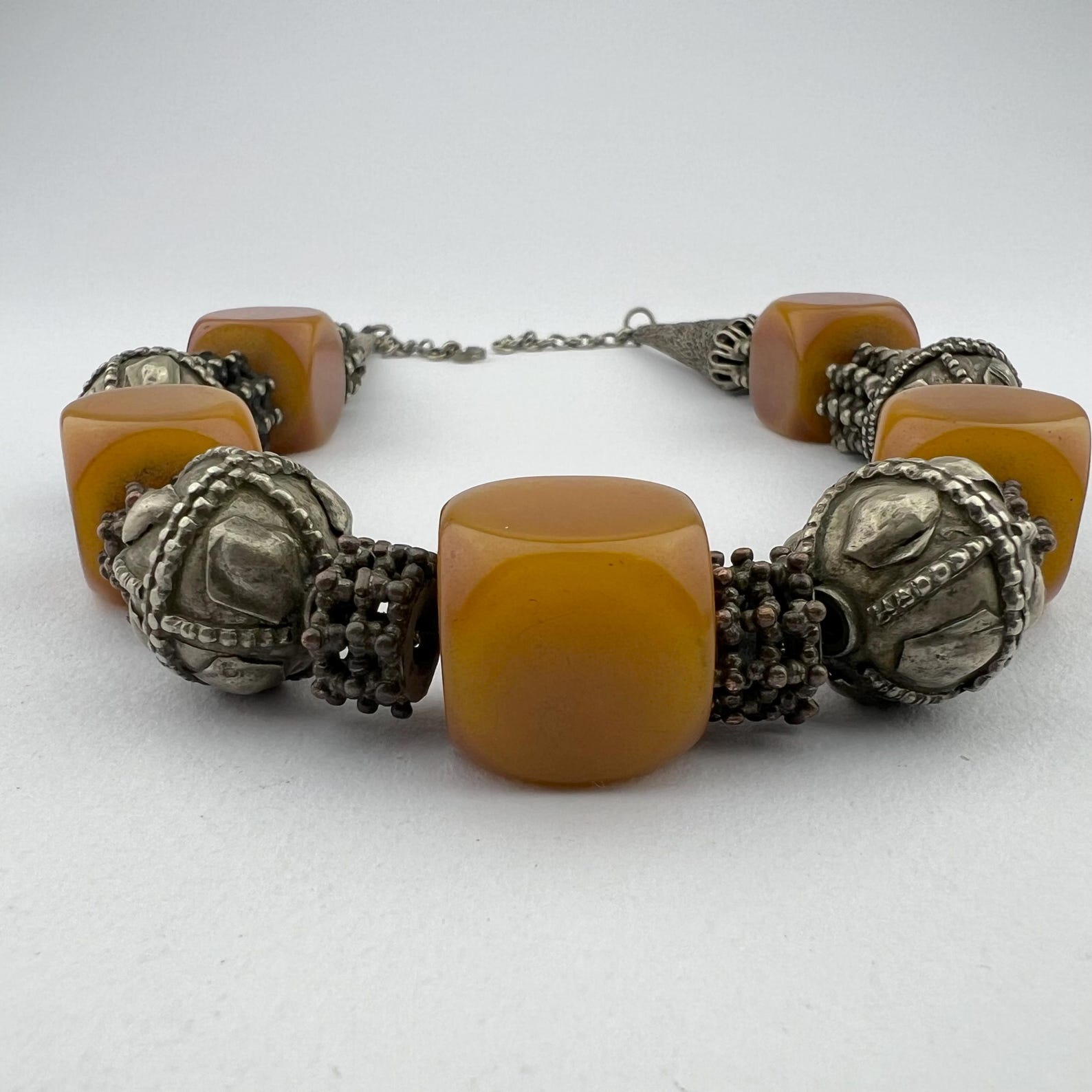 Yemen Silver and Copal Beads Necklace. TB-4808 - Etsy