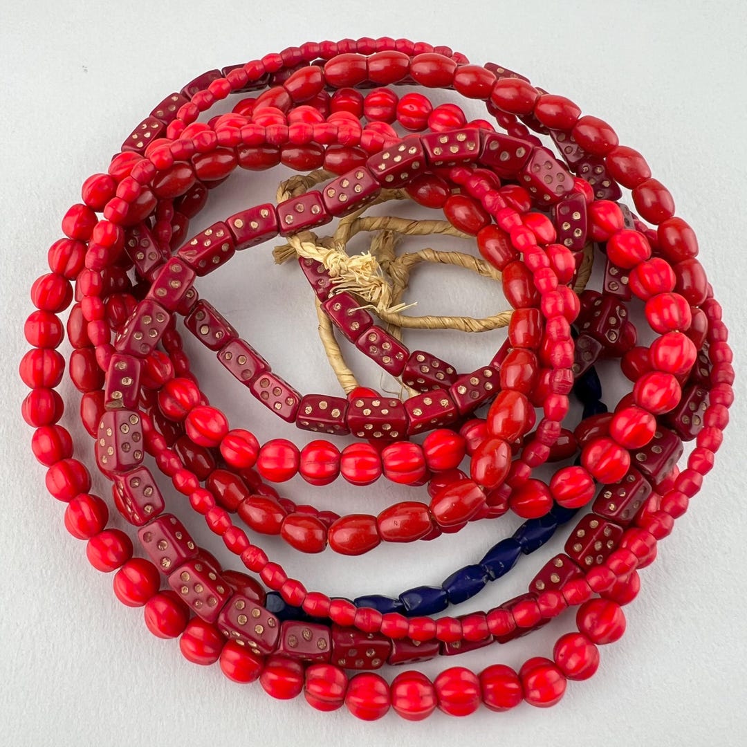 4 Strands Red African Trade Beads. TB-4413 - Etsy