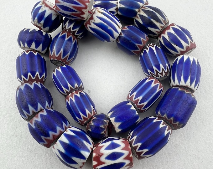 25 Antique Venetian 4 Layer Chevron Beads. African Trade Beads. TB-4512 ...