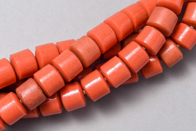 48 African Trade Faux Coral Beads. Antique Coral Trade Beads. TBW-119 ...