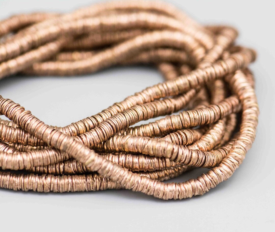 900 Interlocking Domed Copper Beads. Long Strand 4mm Copper Cap Beads ...