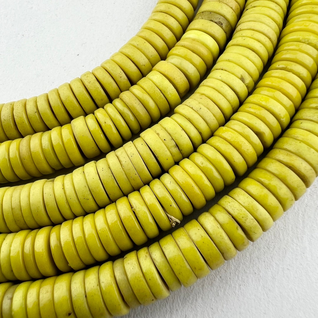 Antique African Yellow Bohemian Trade Bead Discs. TBW-313 - Etsy
