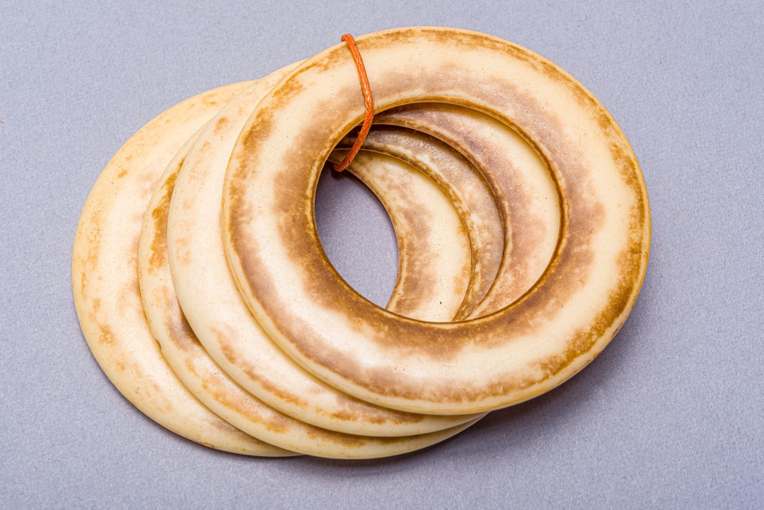 4 Vintage Resin Faux Imitation Bone Discs. Large Faux Bone Donuts. BONE ...