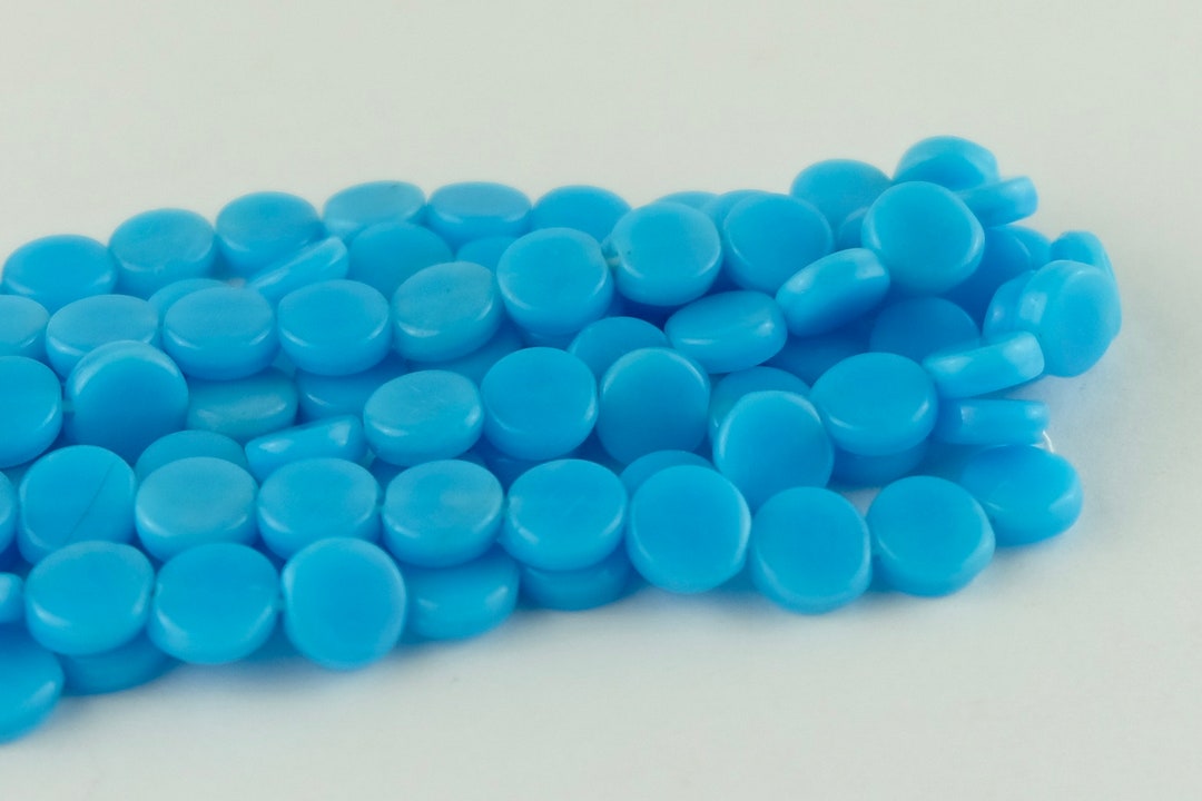 Blue Round Tab Beads. 9mm Handmade Tabular Beads. SKU- SG-32 - Etsy