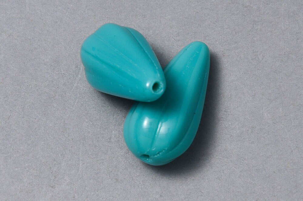 4 Melon Fluted Teardrop Bead. 12x24mm Czech Turquoise Blue Teardrop. CZ ...