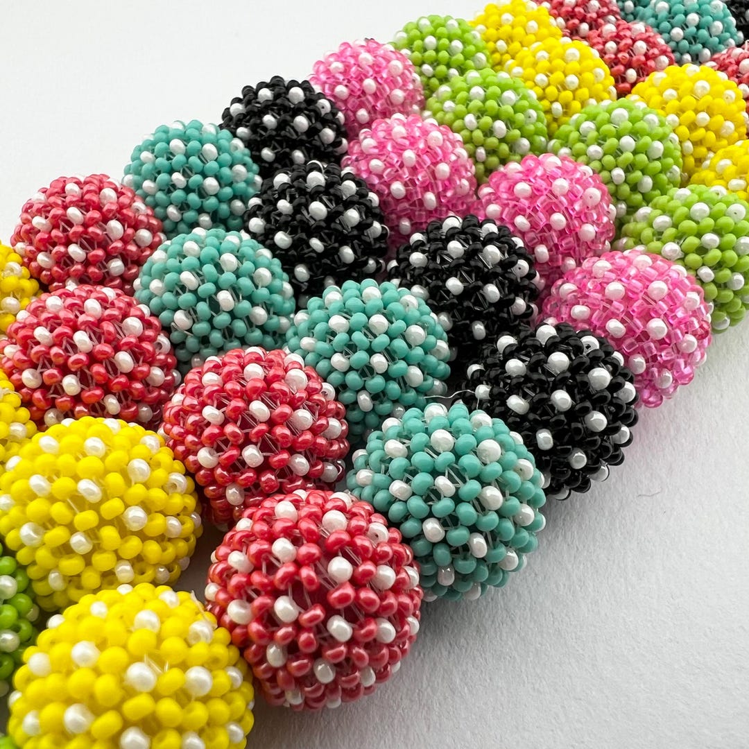 12 Beaded Beads. Hand Sewn Covered Beads. TBW-361 - Etsy