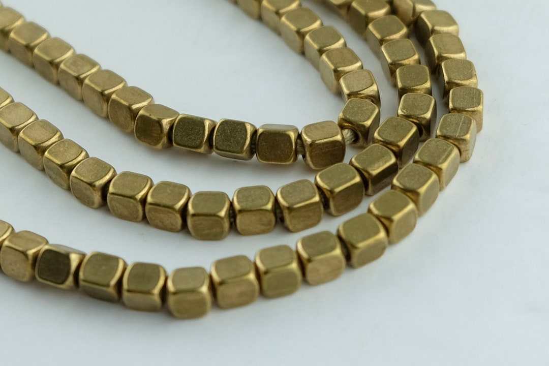 105 Brass Square Cube Beads. 5mm Slightly Rounded Square Metal Beads ...