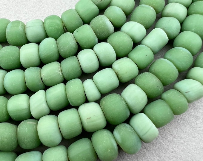 Java Indo-pacific Trade Wind Beads. Handmade Matte Soft Green Tones ...
