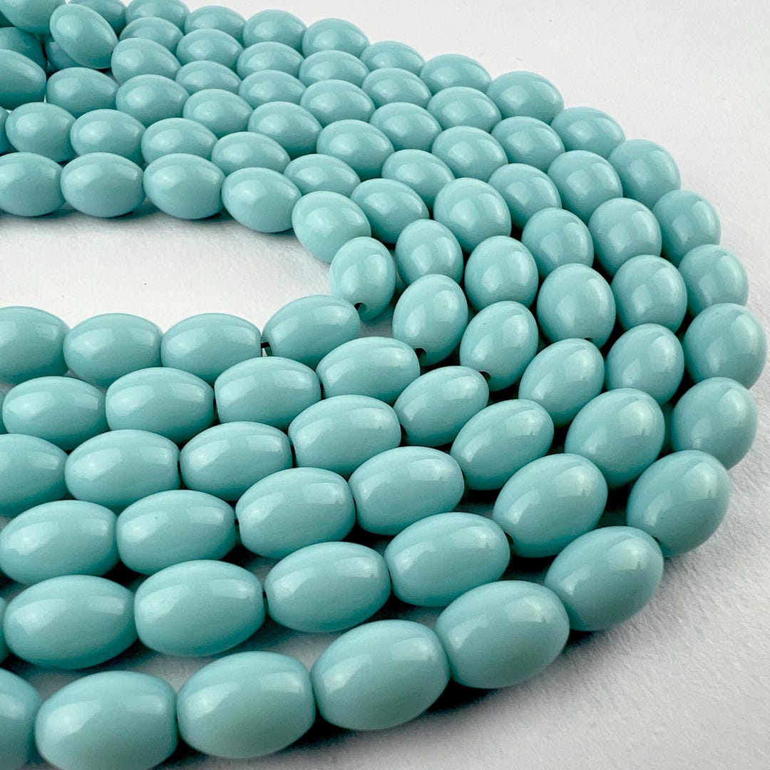 100 Handmade Opaque Light Blue Glass Beads. 2 Strands of Lampwork Beads ...