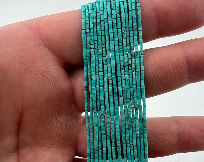 Tiny Natural Turquoise Beads. 1mm Heishi Tube Turquoise Beads. GM-473 ...