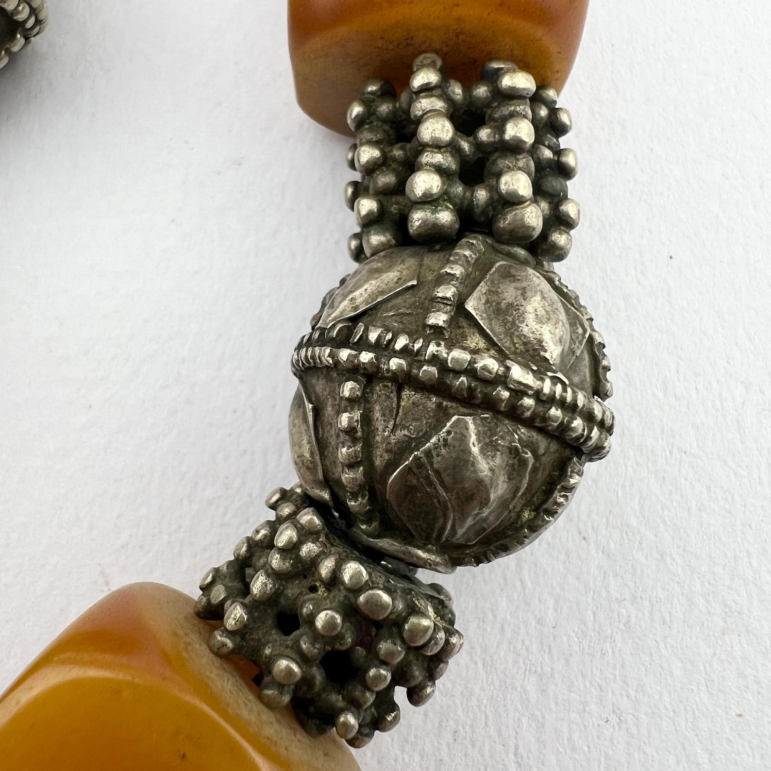 Yemen Silver and Copal Beads Necklace. TB-4808 - Etsy
