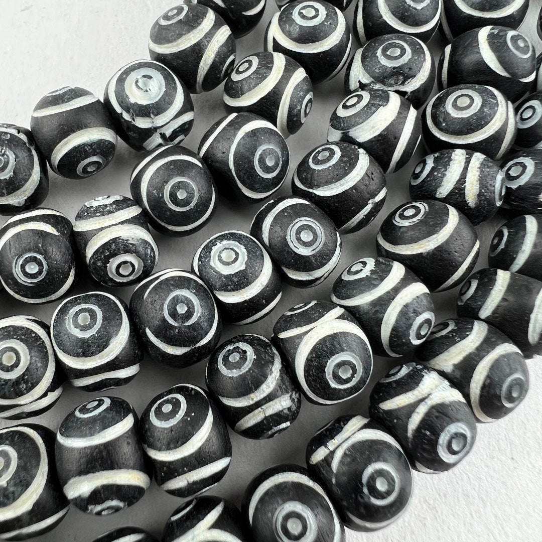 Hand Carved Bone Beads. Black White Circle Dot Bone Beads. BSS-115 - Etsy