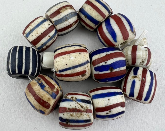 Antique Venetian Trade Beads. 14 Striped Old African Beads. TB-3564 - Etsy