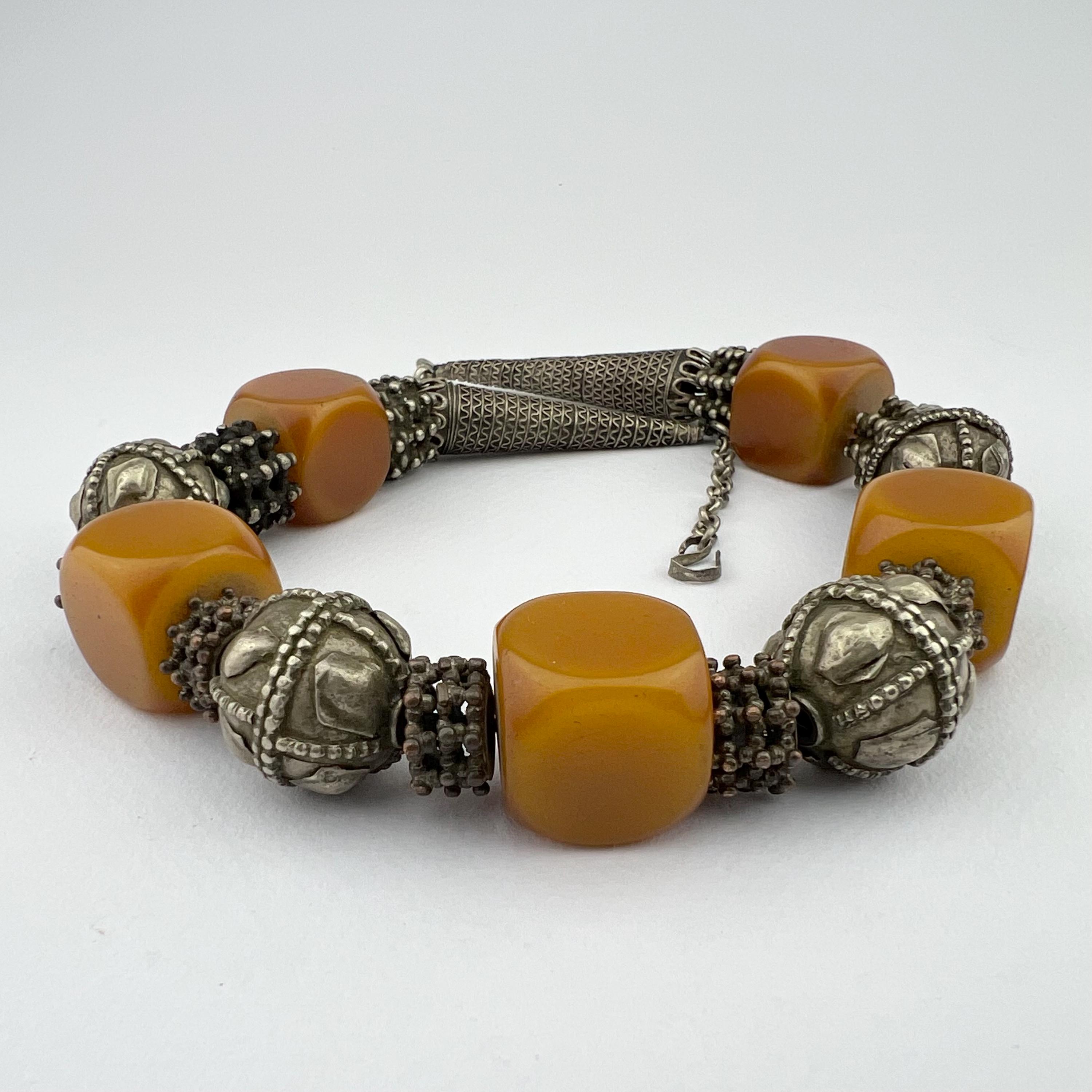 Yemen Silver and Copal Beads Necklace. TB-4808 - Etsy