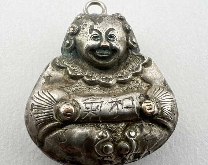 Silver Happy Buddha Rattle Pendant. Qing Dynasty Chinese Pendant. TB ...