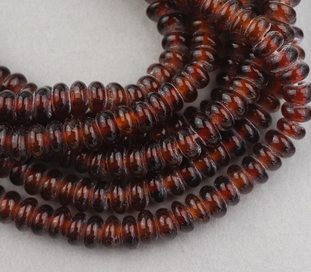 Donut Java Beads. 6mm Big Hole Brown Cola Colored Glass Beads. GRLS-71 ...