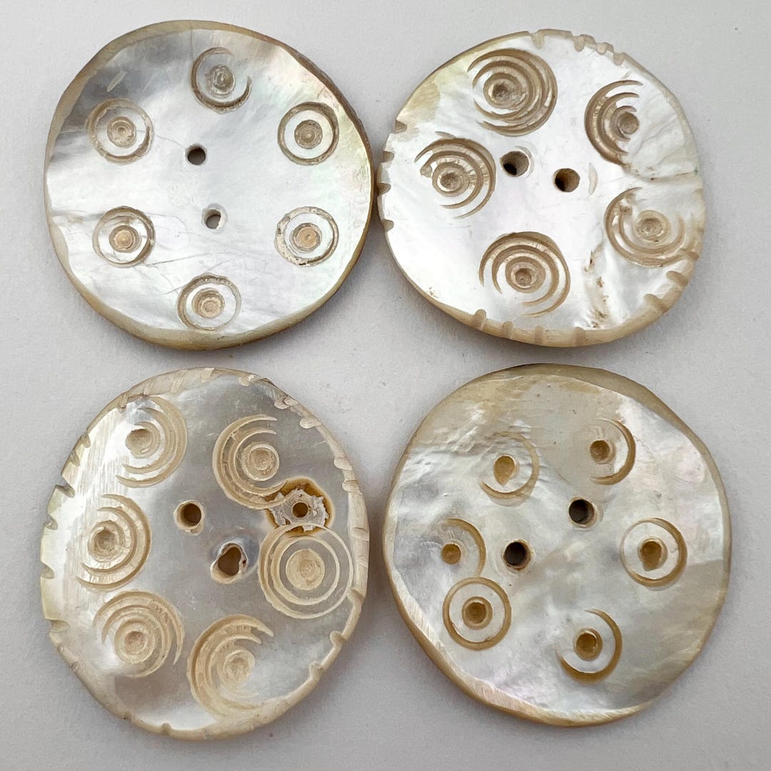 4 Vintage Abalone Shell Buttons From Central Asia. Tany, Swat Valley ...