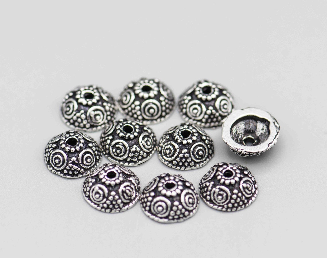 10 Bali Style Silver on Brass Bead Caps. FMB-57 | Etsy