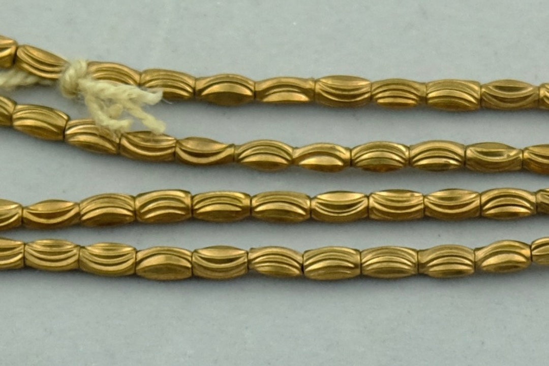 100 Bronze Patterned Rice Metal Beads. 6x3mm Antique Brass Bronze ...