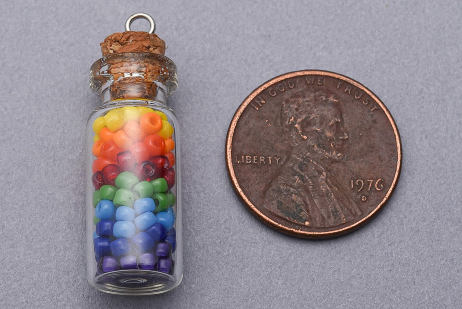 Rainbow Seed Beads Pendant. Vial Bottle Rainbow Pendant. PEN-215 - Etsy